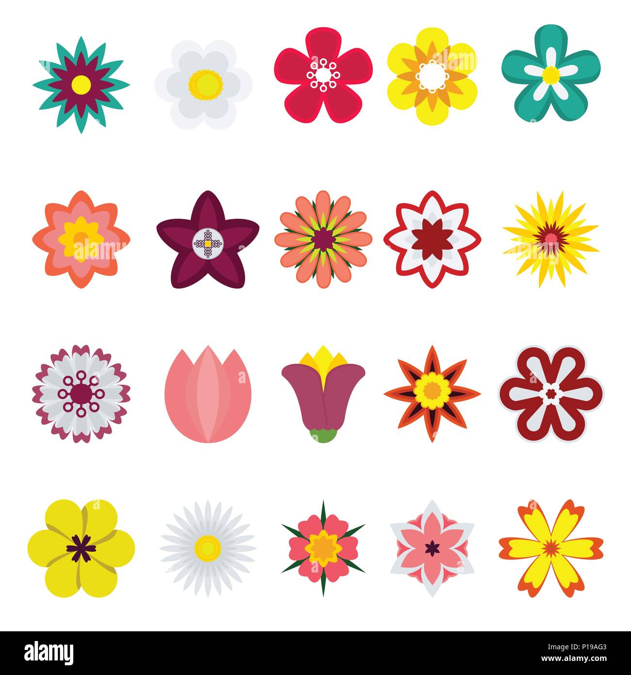 flat color flower set Stock Vector Image & Art - Alamy