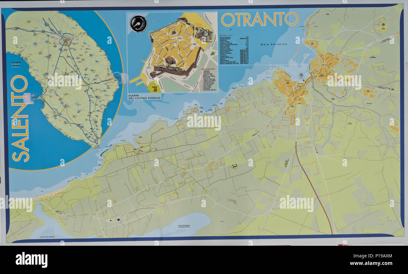 Italy Puglia Otranto city plan Stock Photo - Alamy