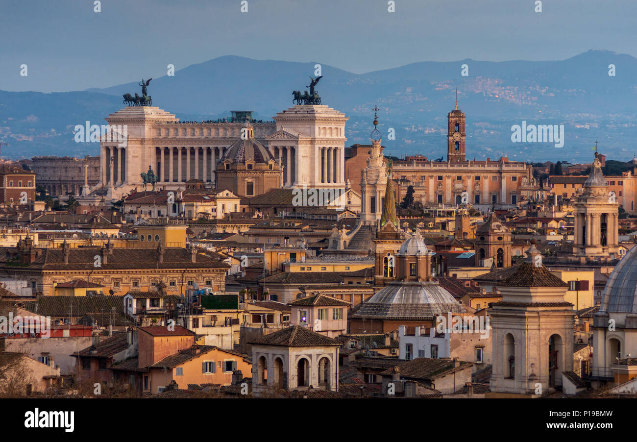 Rome, Italy - March 24, 2018: The Altare della Patria stands above the ...