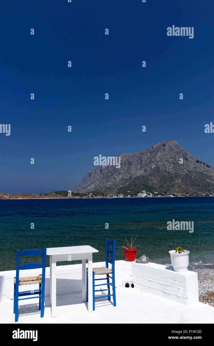 Greek blue table and chairs hi-res stock photography and images - Alamy