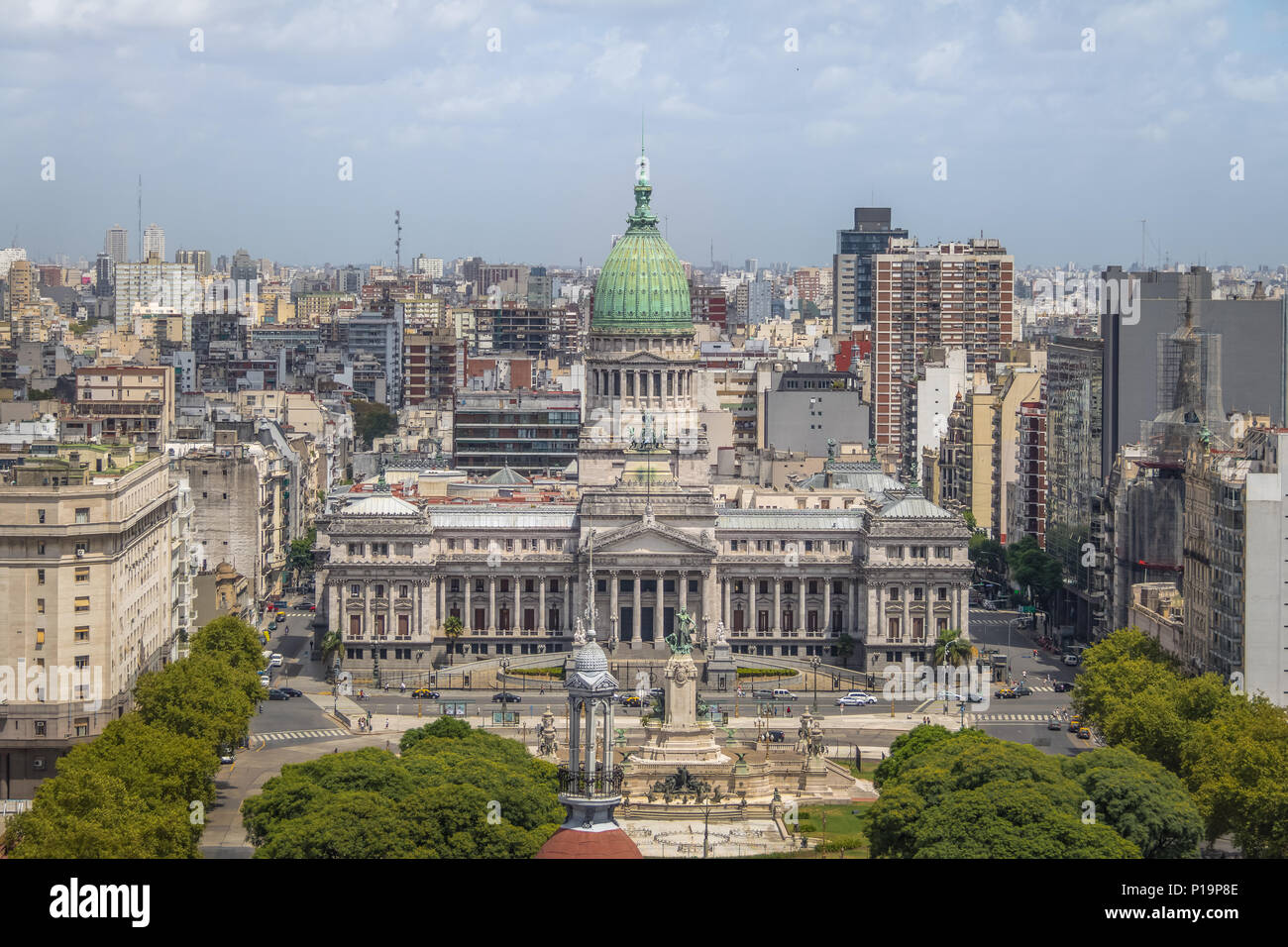 Aerial view of National Congress Building at Plaza Congreso - Buenos ...
