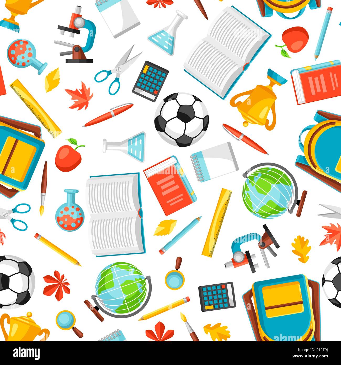 School items seamless pattern Stock Vector Images - Alamy