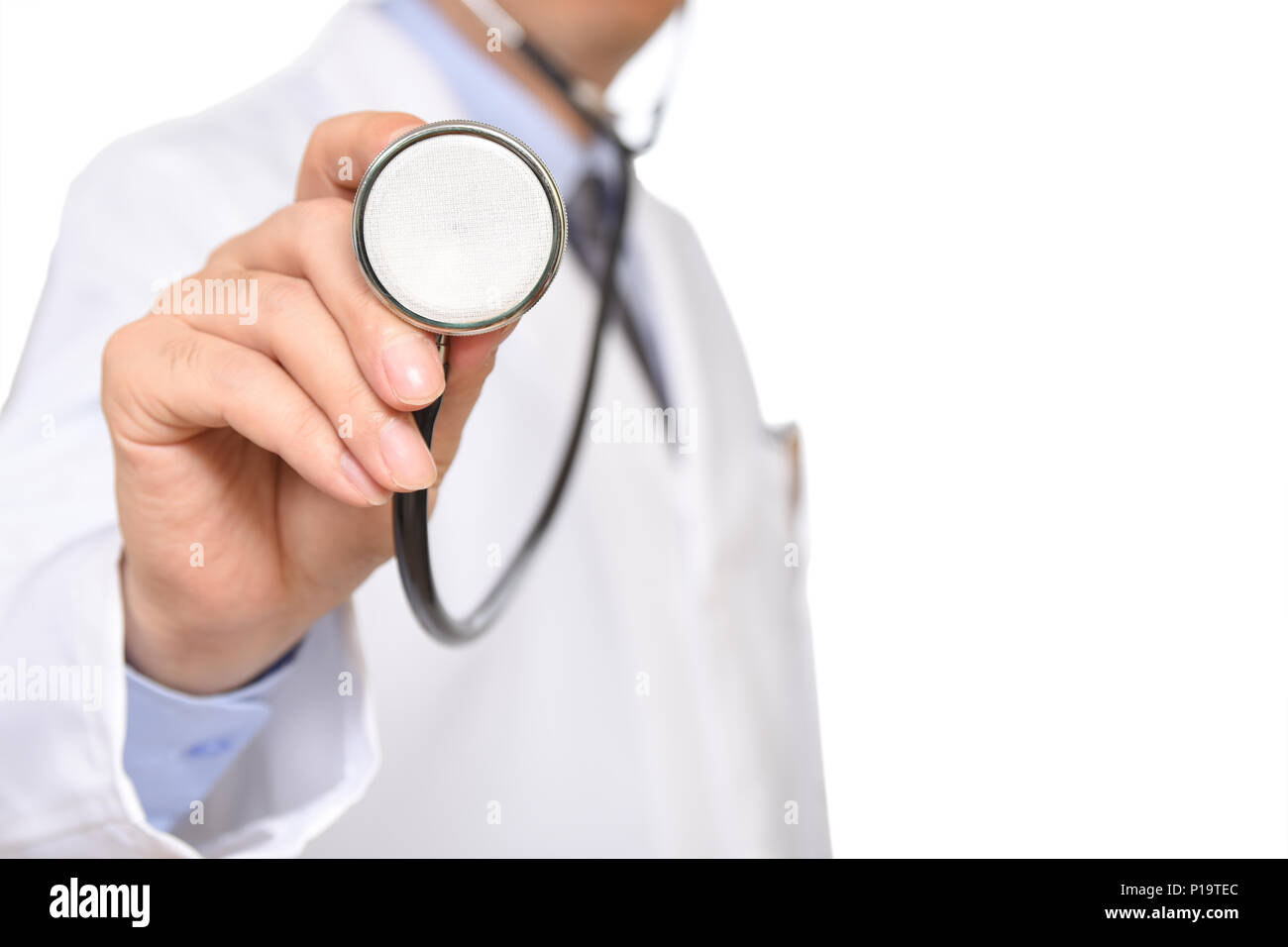 Medical doctor with copy space isolated on white background Stock Photo ...