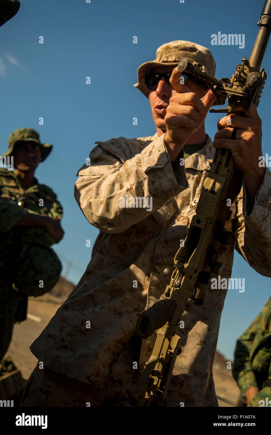 U.S. Marine Corps Staff Sgt. Shaun Garvey, sniper platoon sergeant, 1st ...