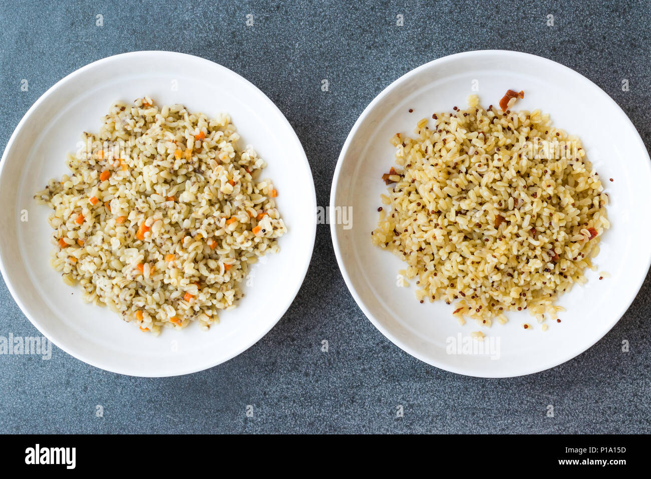 Cooked Bulgur Rice with Chia Seeds and Quinoa in Plate Ready to Eat ...