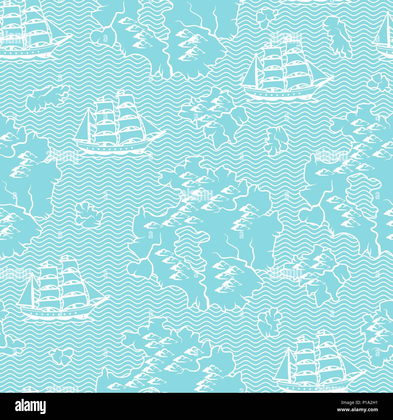 Seamless pattern with old nautical map Stock Vector Image & Art - Alamy