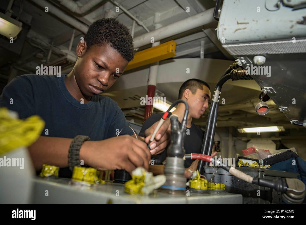 161004-N-WC455-138 ARABIAN GULF (Oct. 4, 2016) Seaman Brishawn White ...
