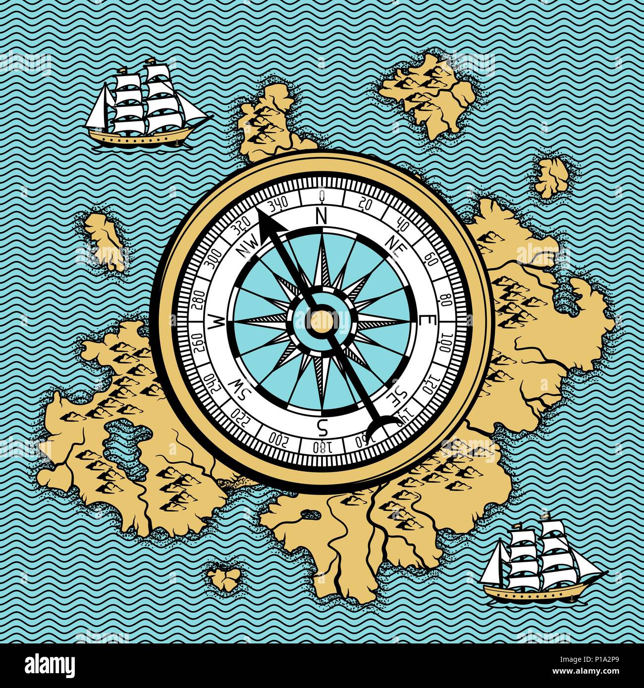 Background with old nautical map Stock Vector Image & Art - Alamy