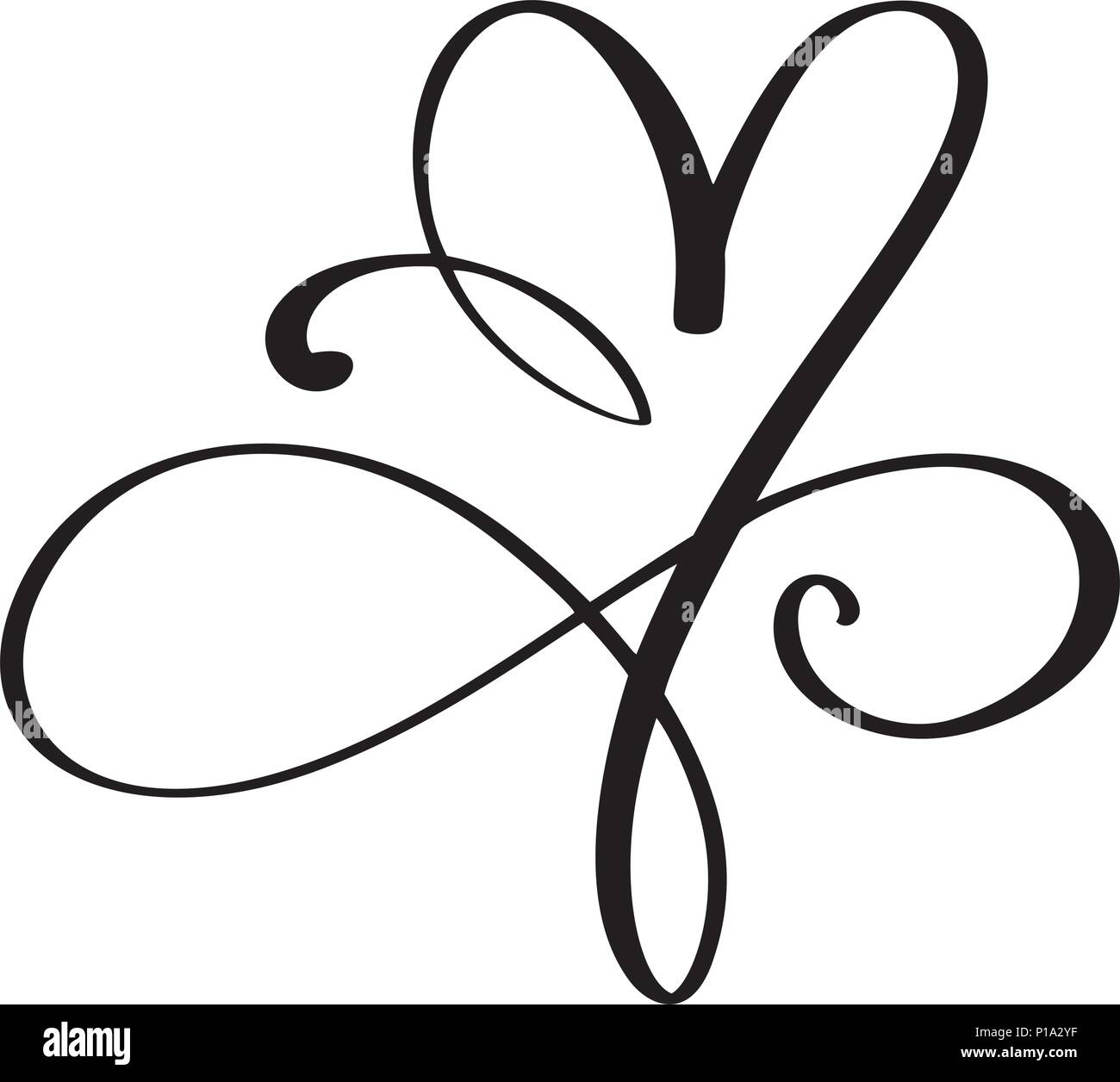 Hand drawn love border flourish heart separator Calligraphy designer ...