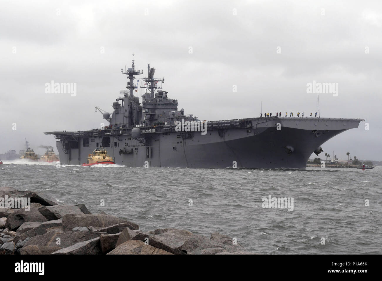 The Amphibious assault ship USS Iwo Jima (LHD 7) departs Naval Station ...