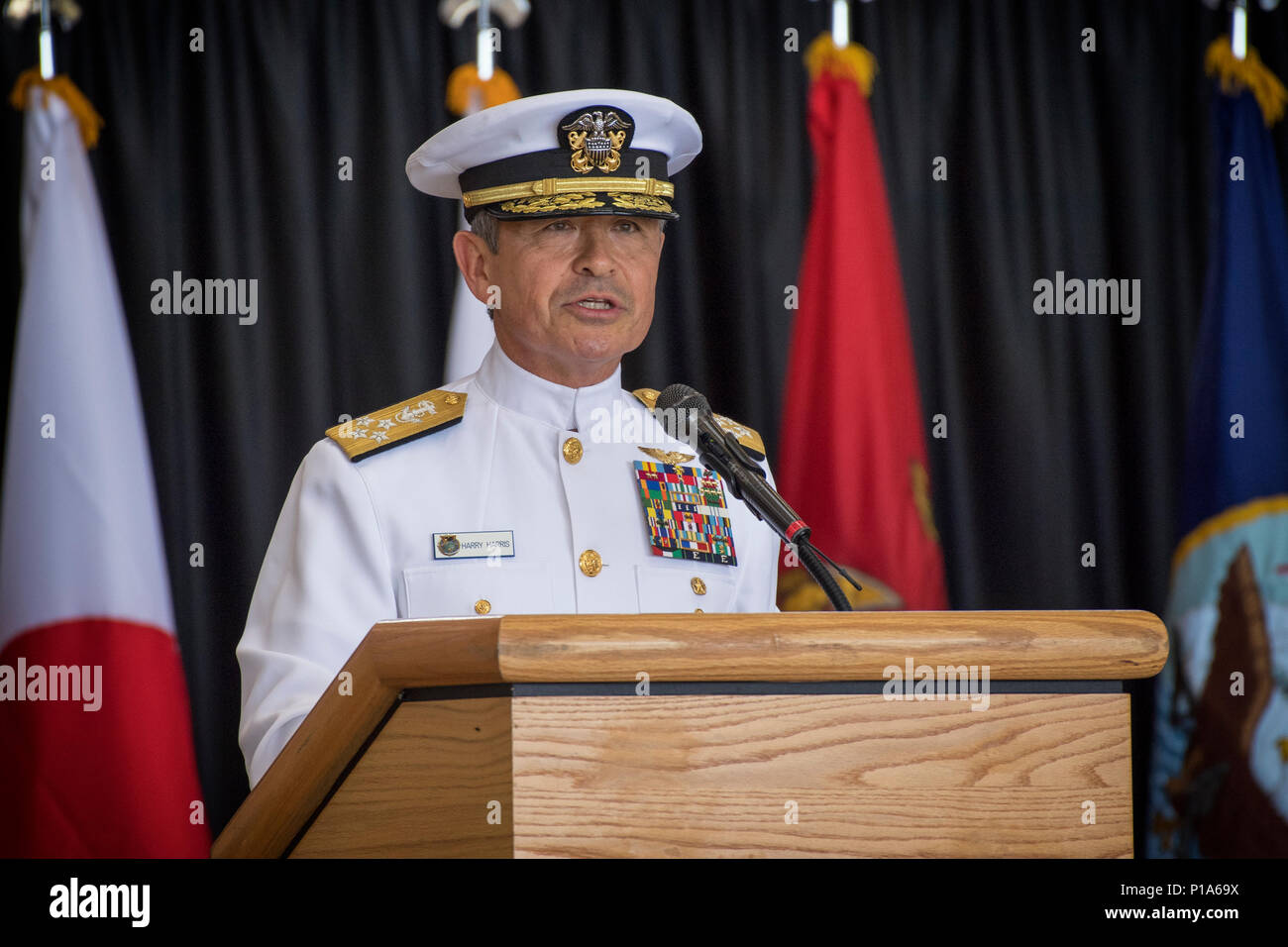Adm. Harry B. Harris, U.S. Pacific Command commander, gives remarks ...
