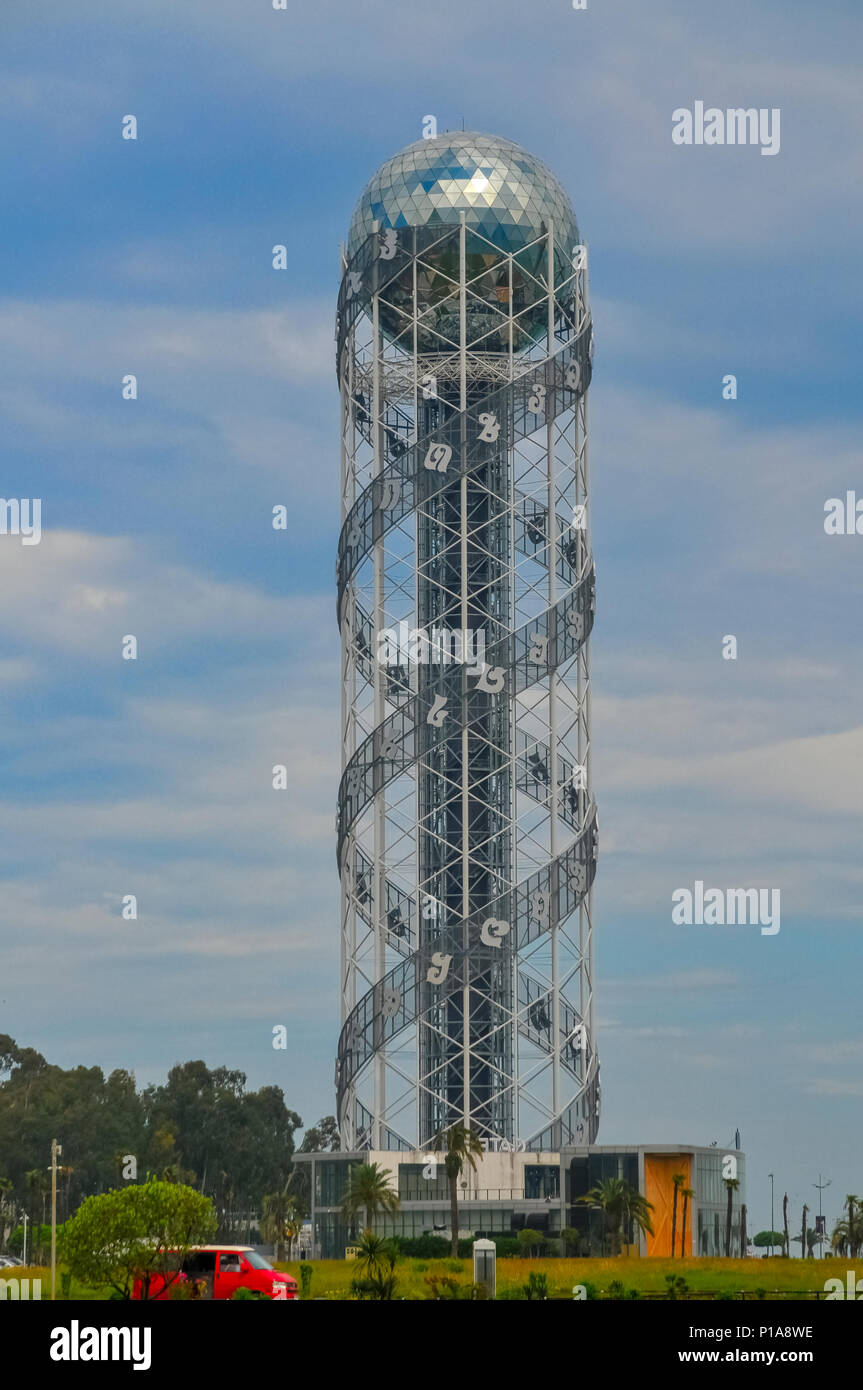 Alphabetic Tower a 130-meter-high structure in Miracle Park, Batumi ...