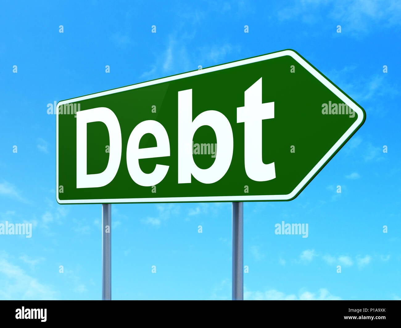 Finance concept: Debt on road sign background Stock Photo - Alamy