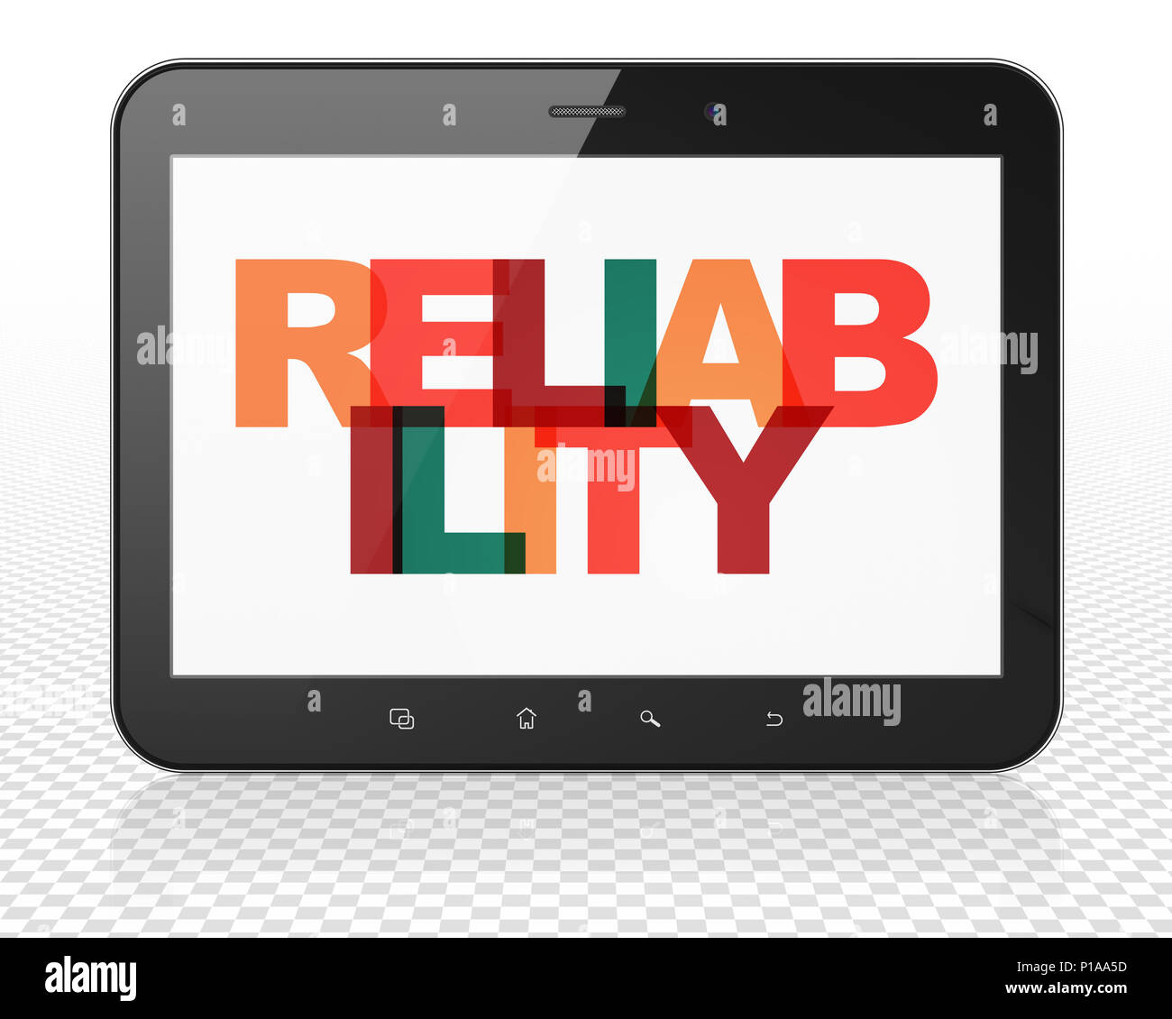 Business concept: Tablet Pc Computer with Reliability on display Stock ...