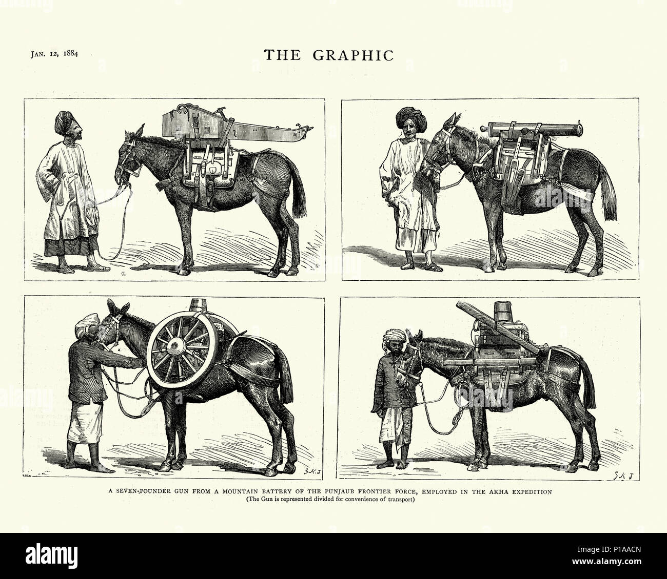 Seven pounder gun from mountain battery of the Punjaub frontier force ...