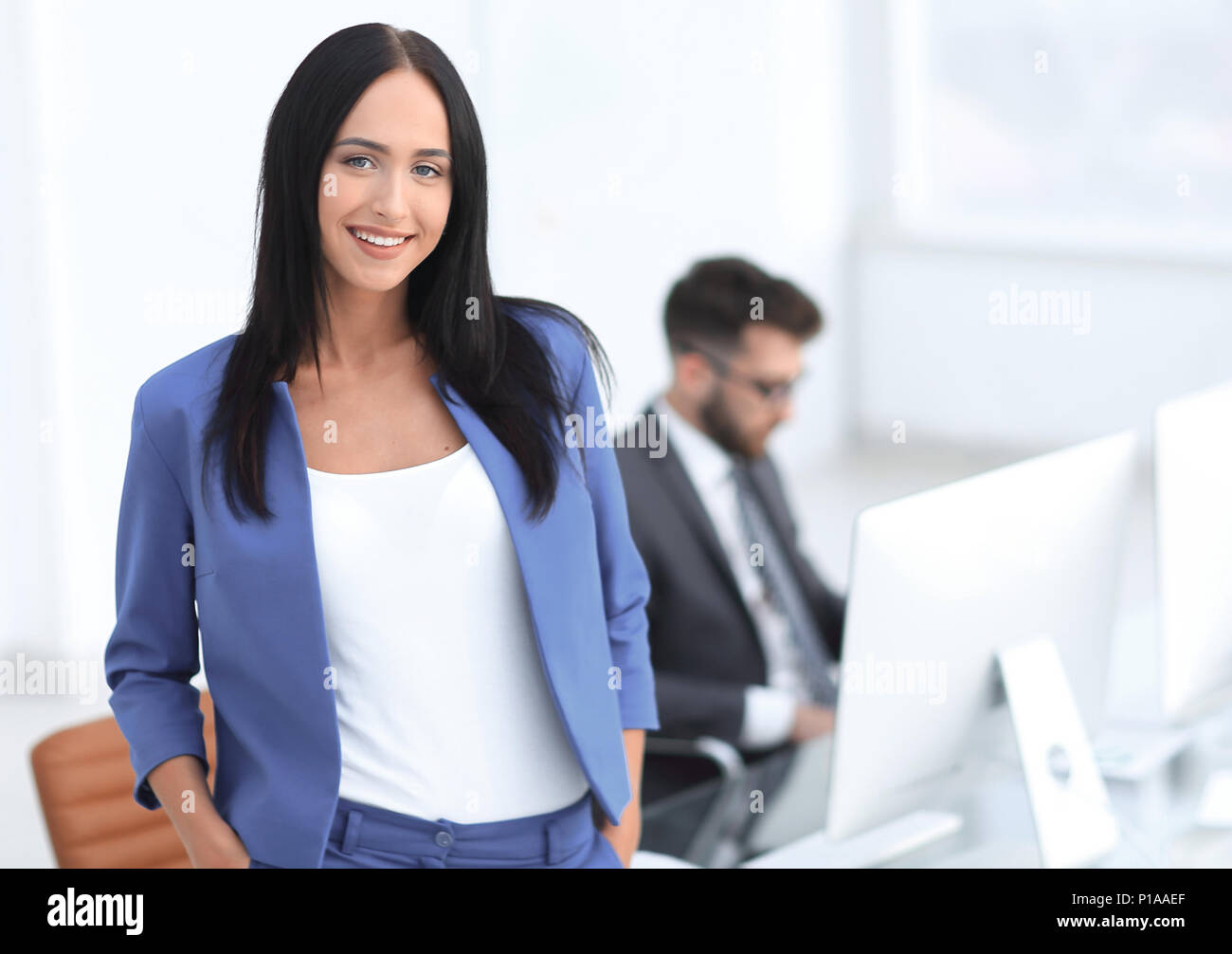 Successful young business woman with charming confident smile Stock ...