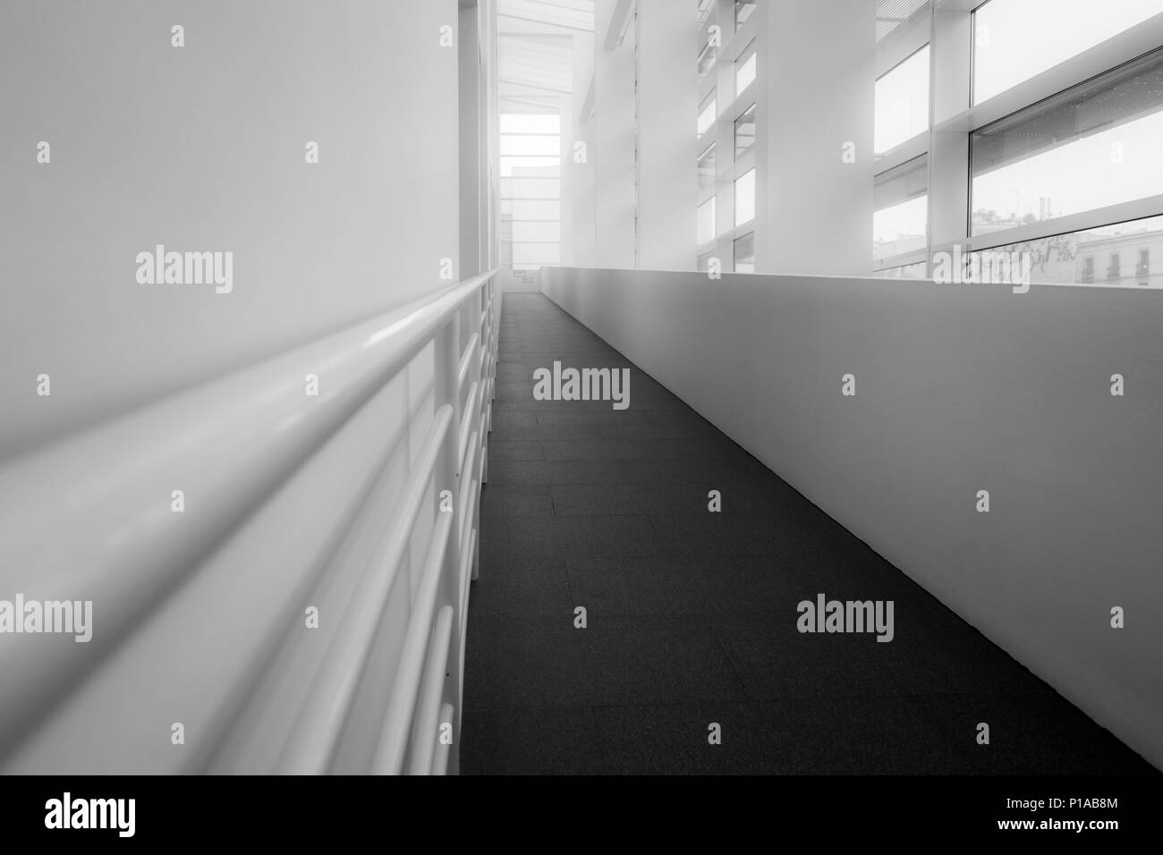Interior view museum MACBA, Barcelona museum of contemporary art. El ...