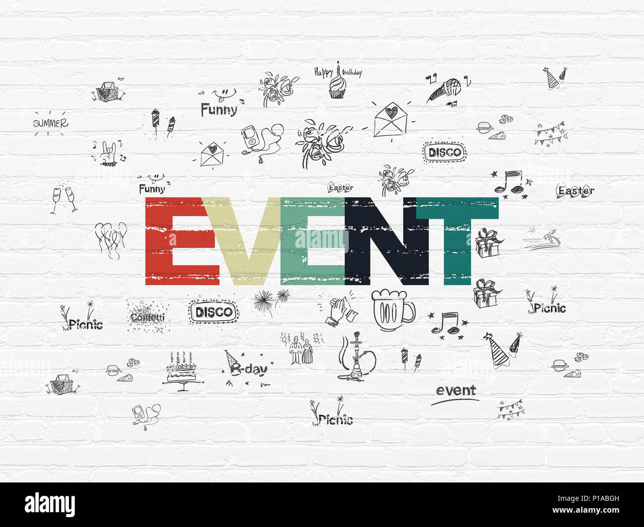 Entertainment, concept: Event on wall background Stock Photo - Alamy