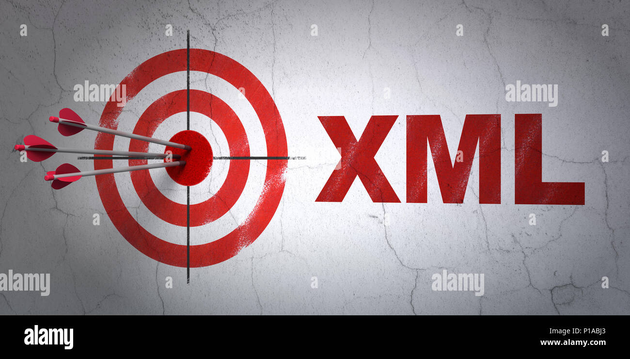 Software concept: target and Xml on wall background Stock Photo - Alamy