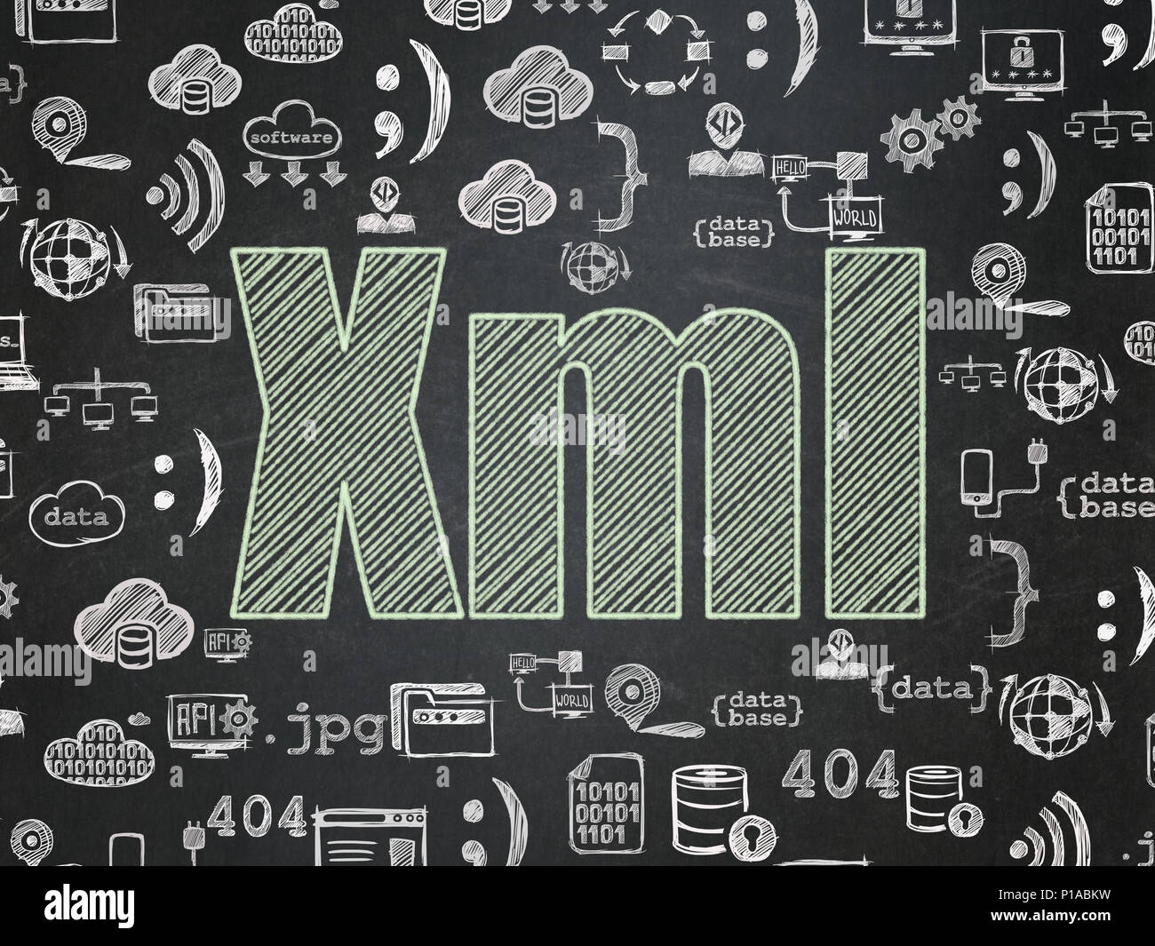 Database concept: Xml on School board background Stock Photo - Alamy