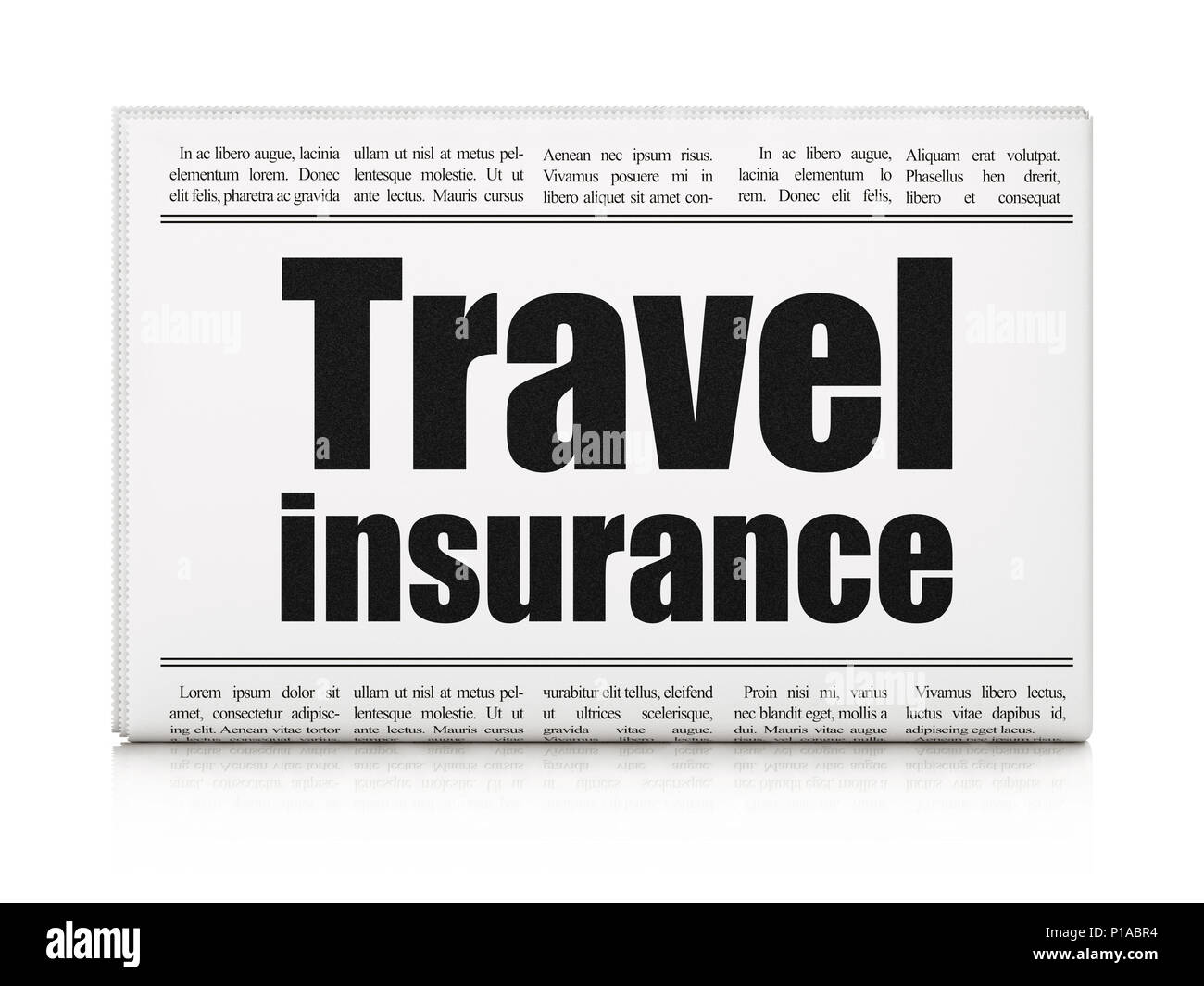 Insurance concept: newspaper headline Travel Insurance Stock Photo - Alamy