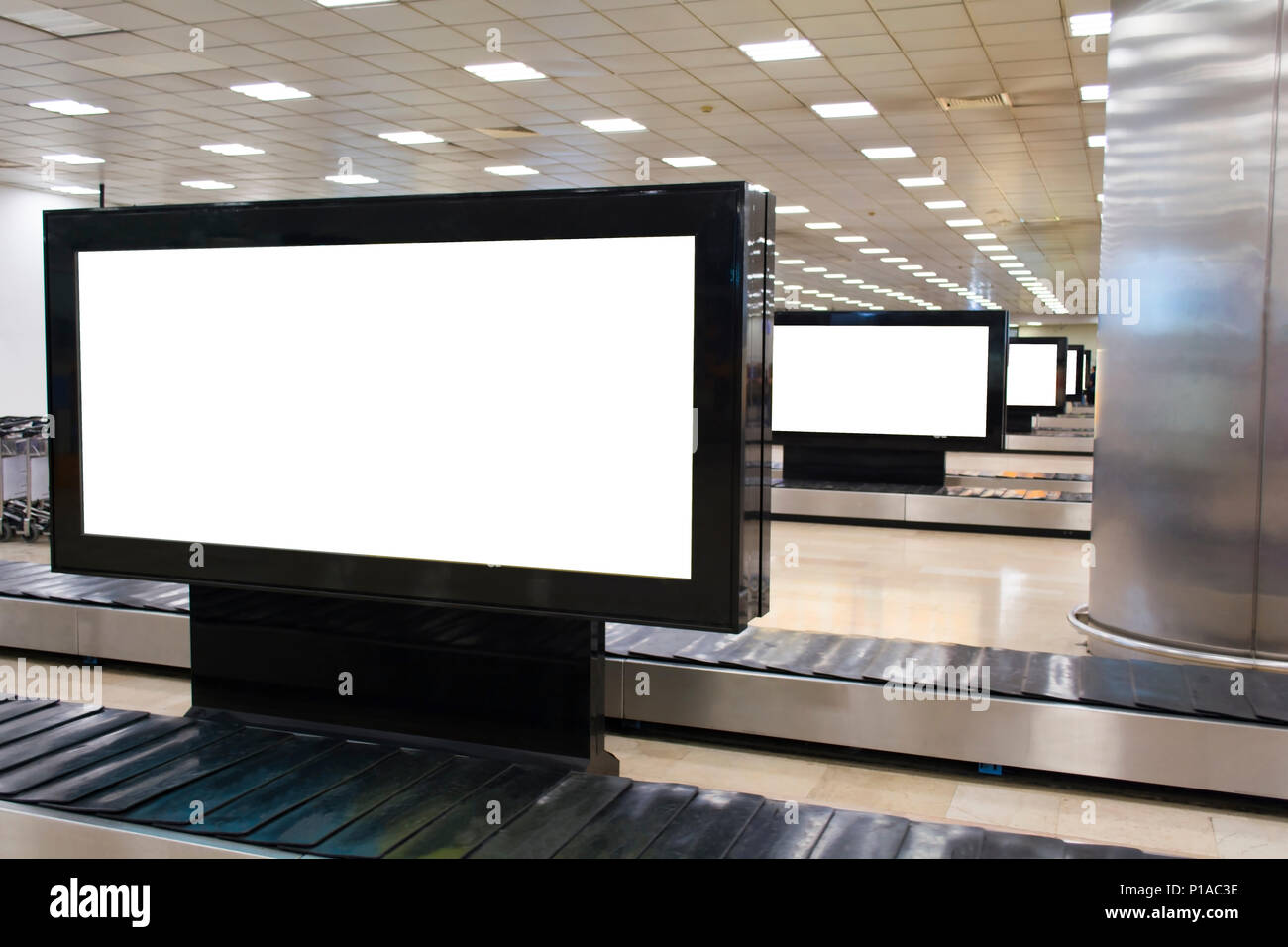 Blank billboard or advertising poster in the airport for advertisement ...