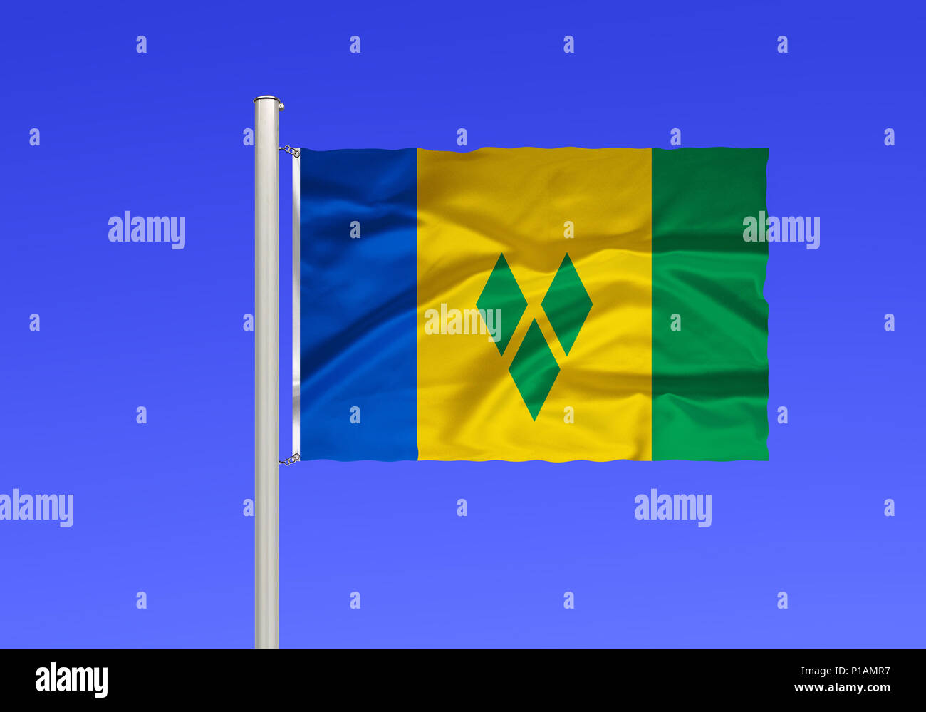 Flag of St. Vincent and the Grenadines, Caribbean, Islands over the ...