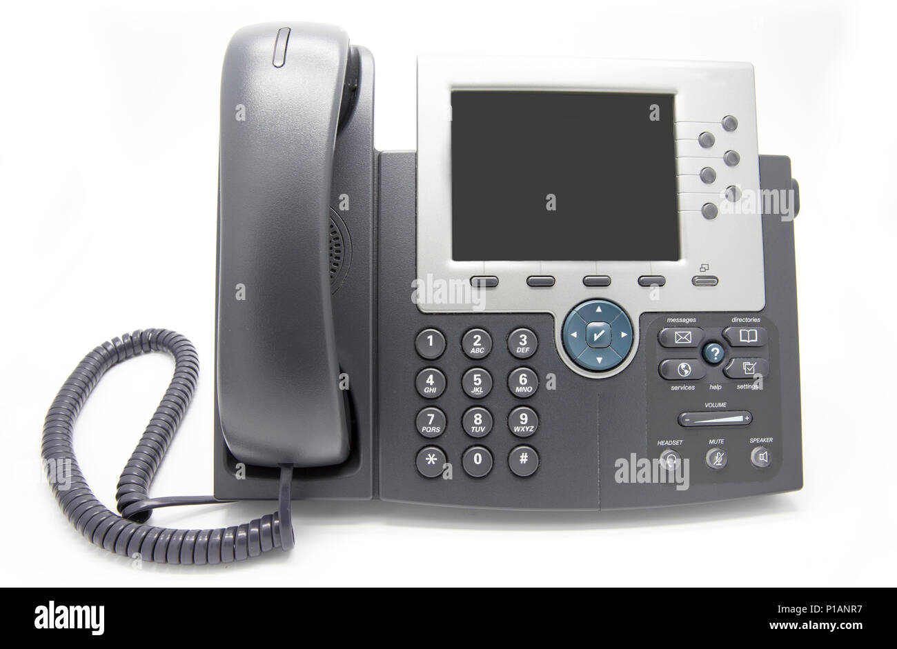 IP Phone on white isolated background (View of the front Stock Photo ...