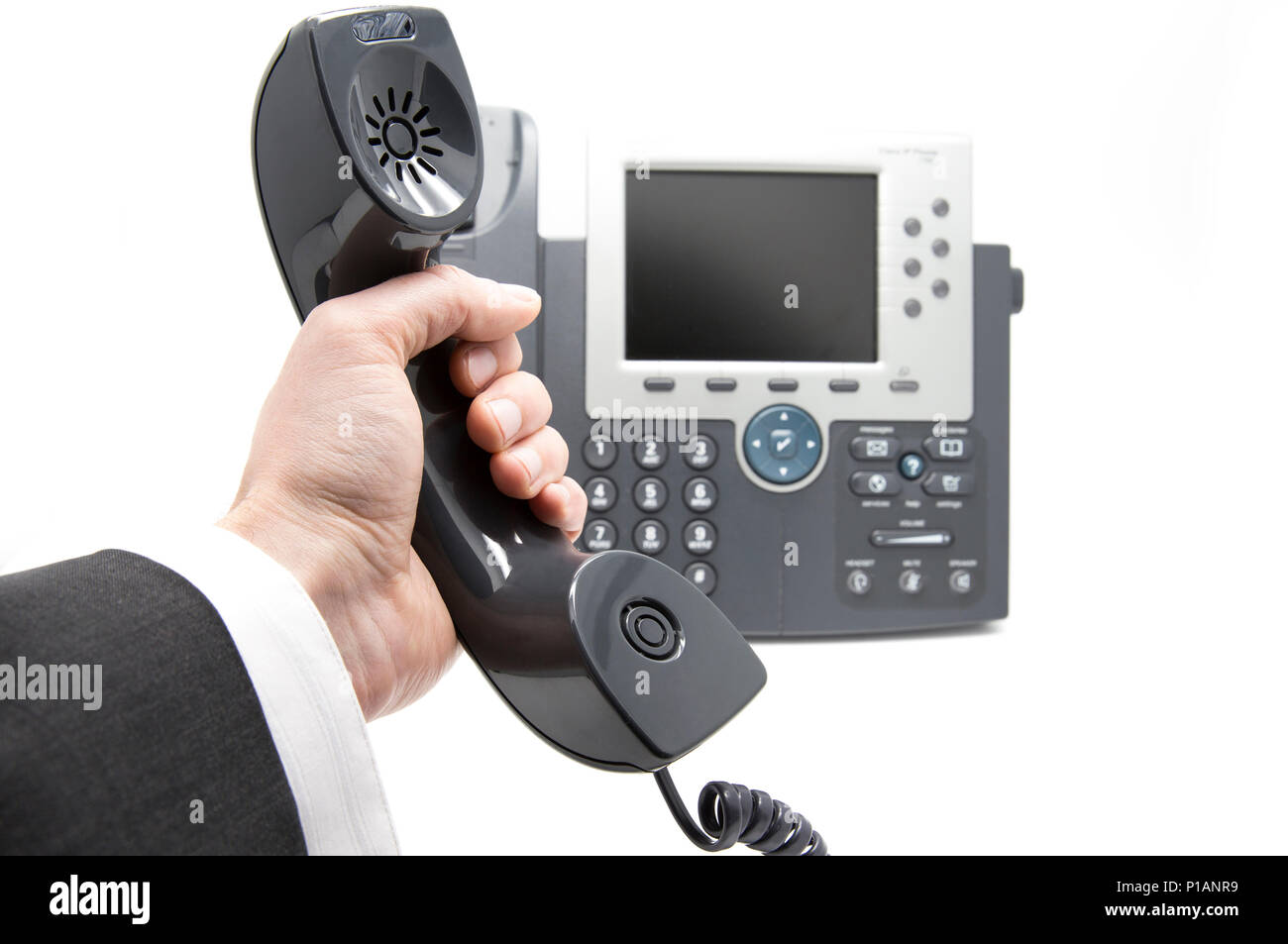 Hand picking up telephone hi-res stock photography and images - Alamy