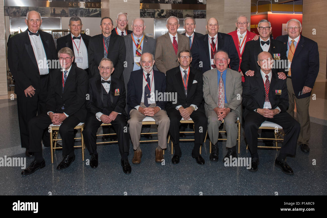 Attendees pose for a group photo after the 41st Officer Candidate Class ...