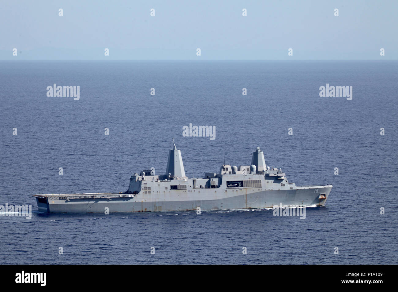 USS Mesa Verde (LPD-19), at sea-- USS Mesa Verde (LPD-19) sails through ...