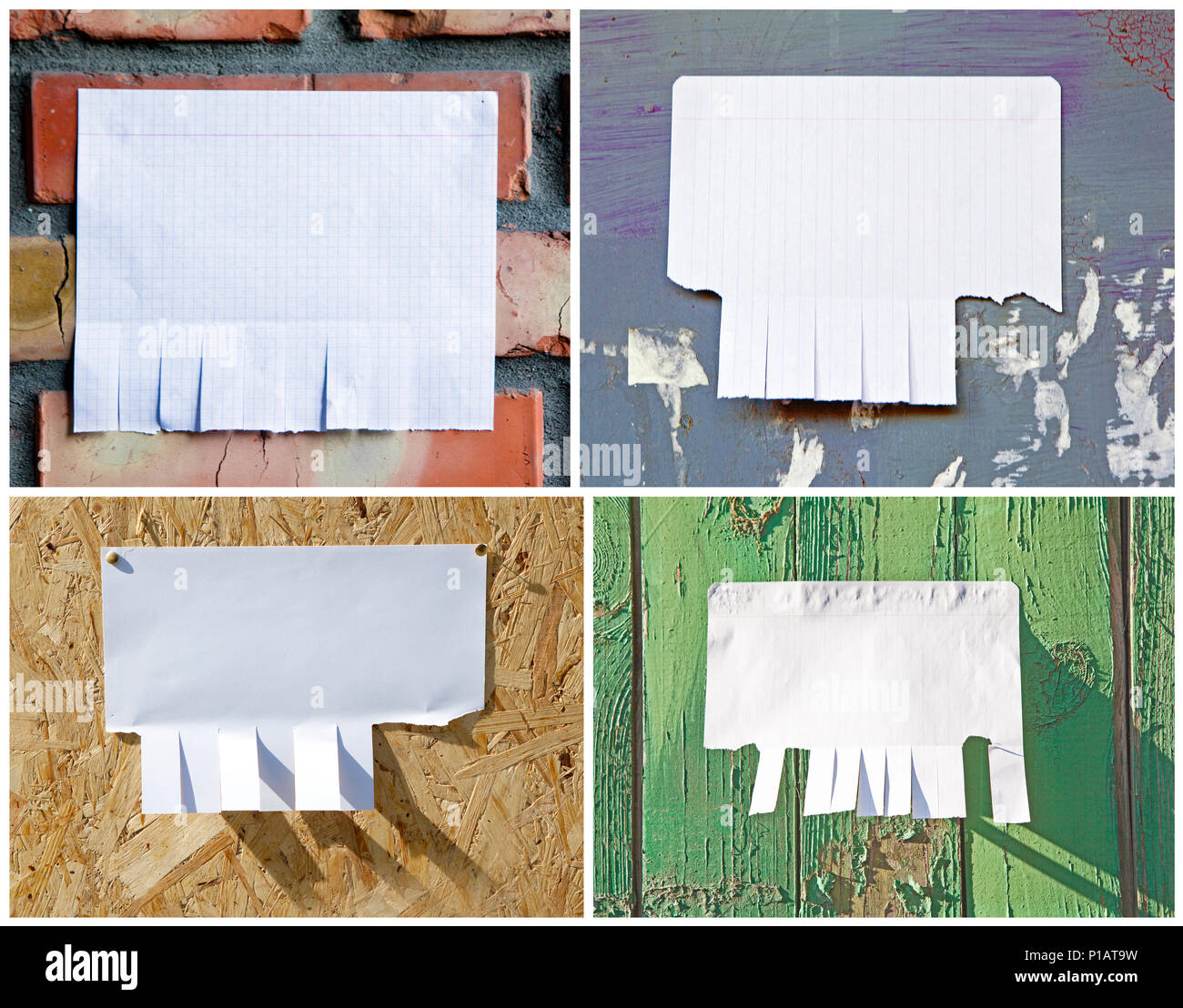 Set of Blank white paper with tear off tabs Stock Photo - Alamy