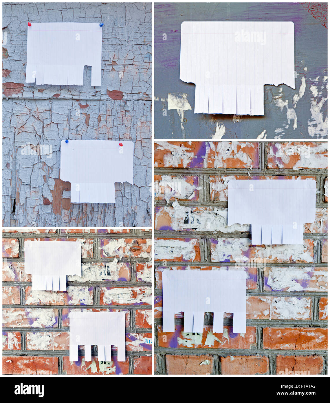 Set of Blank white paper with tear off tabs Stock Photo - Alamy