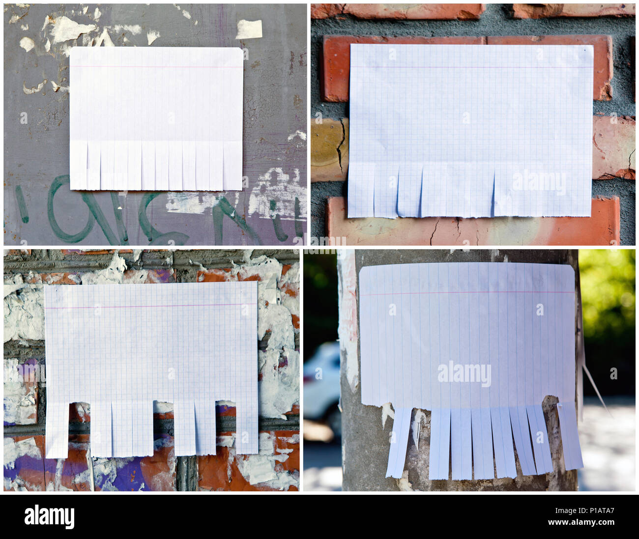 Set of Blank white paper with tear off tabs Stock Photo - Alamy