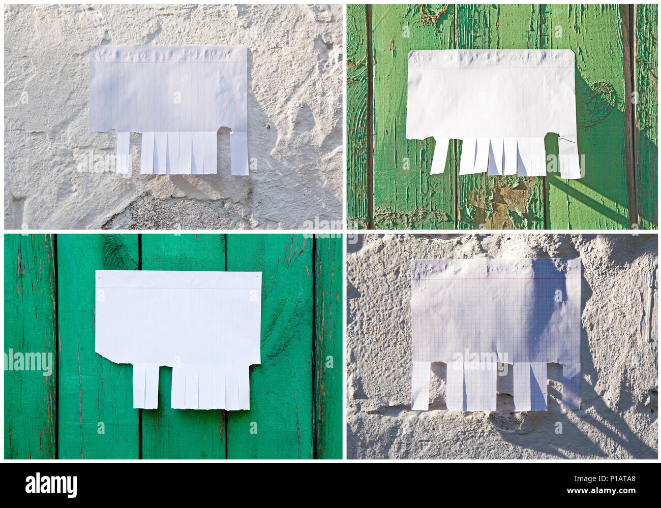 Set of Blank white paper with tear off tabs Stock Photo - Alamy
