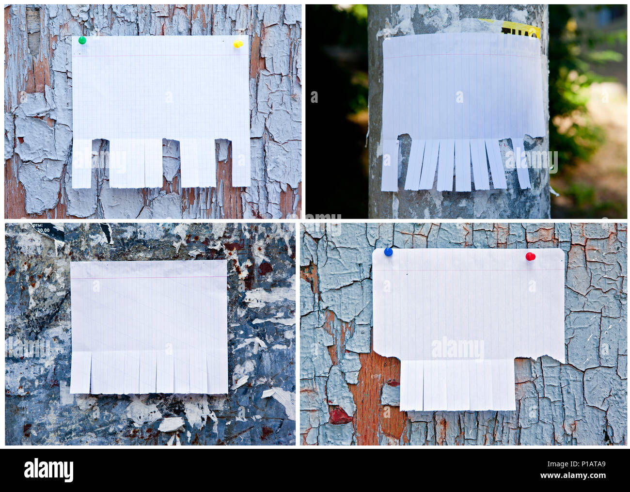 Set of Blank white paper with tear off tabs Stock Photo - Alamy