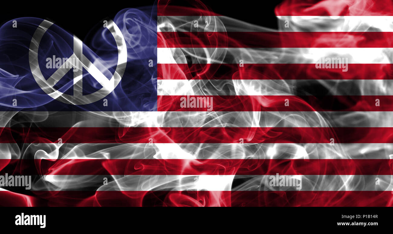 US Peace symbol smoke flag Stock Photo - Alamy