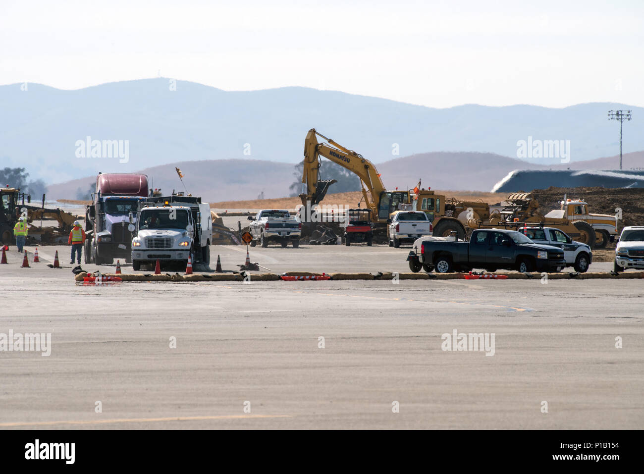 Construction crews are hard at work tearing up the tarmac at Travis Air ...