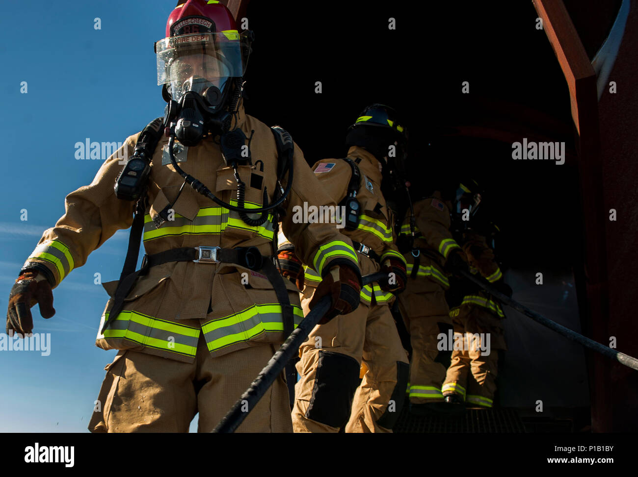 Firefighters, assigned to the 99th Civil Engineer Squadron Fire ...