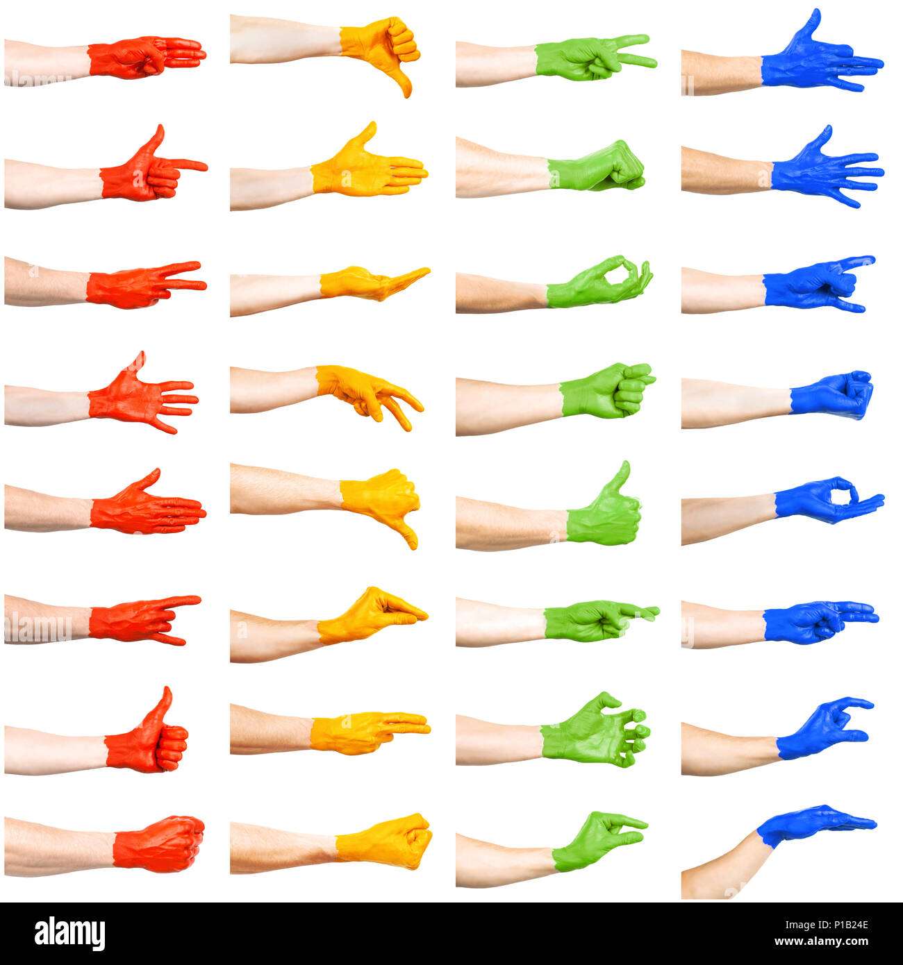 set of colorful hand gestures Stock Photo - Alamy