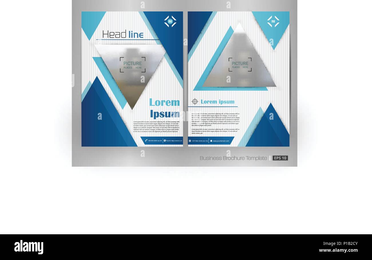 Business brochure of blue color in triangle shape. You can adjust ...