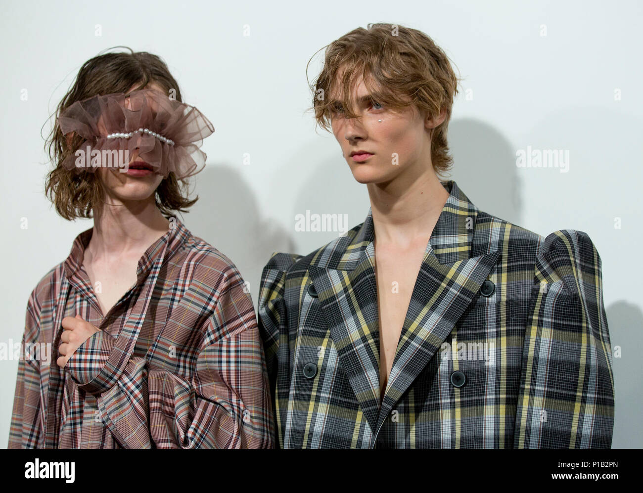 Models on the backstage ahead of the Blindness London Fashion Week Men ...