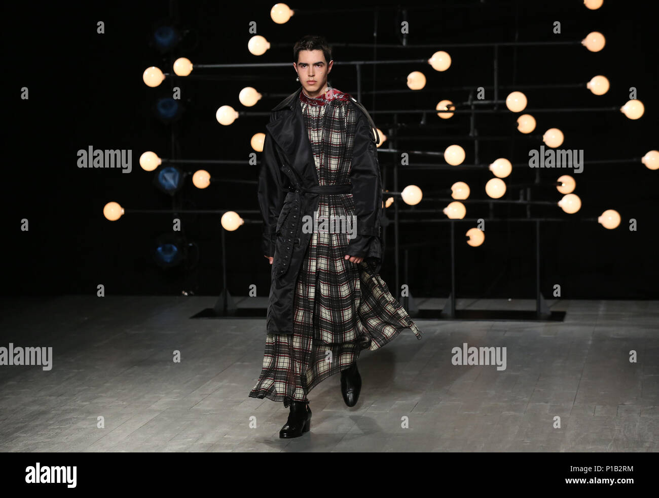 Models on the catwalk the Blindness London Fashion Week Men's SS19 show ...
