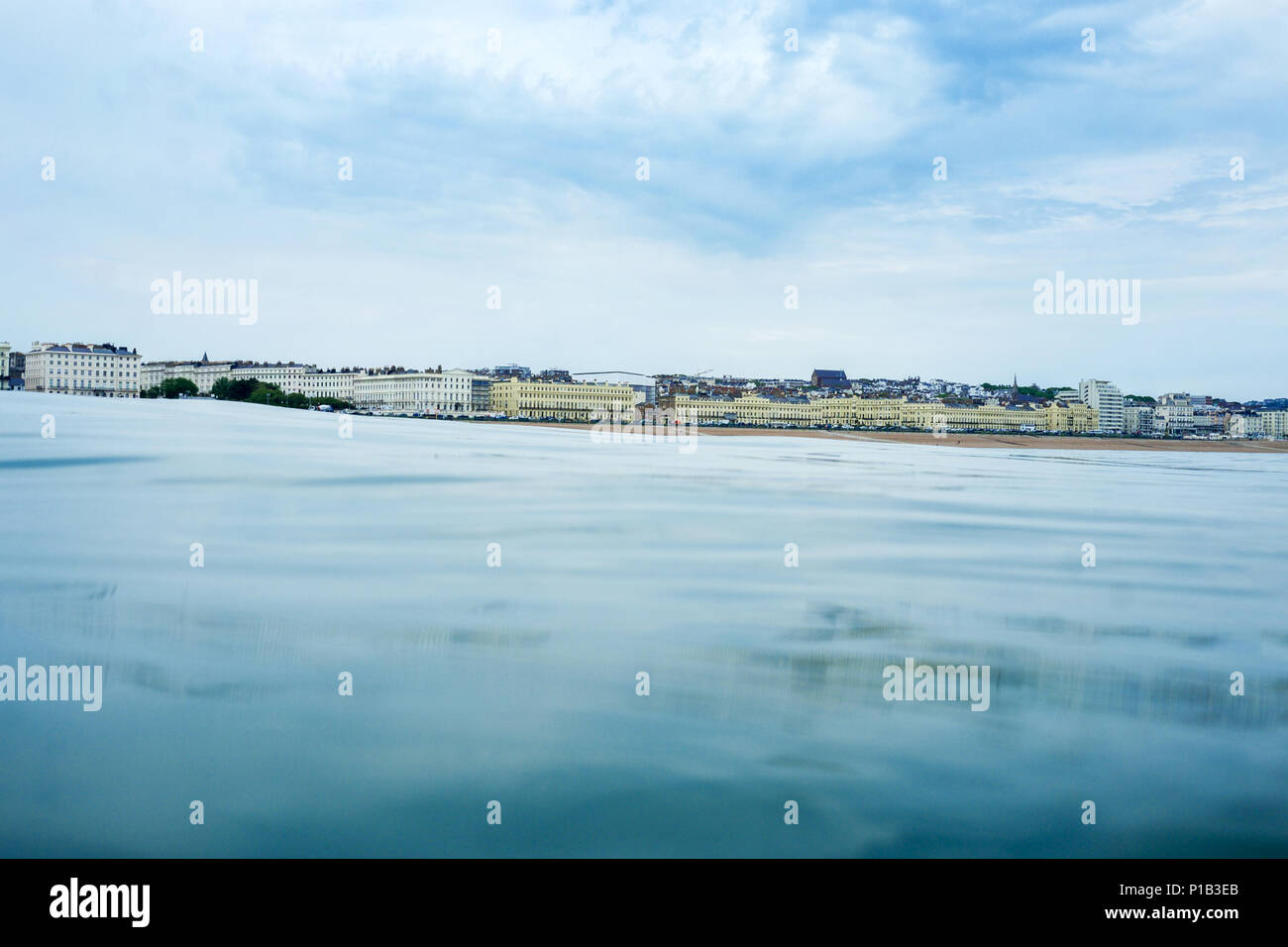 Brighton seafront view point from the sea, at the bottom is a calm ...