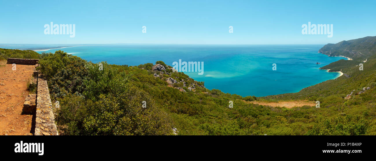 Summer sea coastal landscape of Nature Park Arrabida in Setubal ...