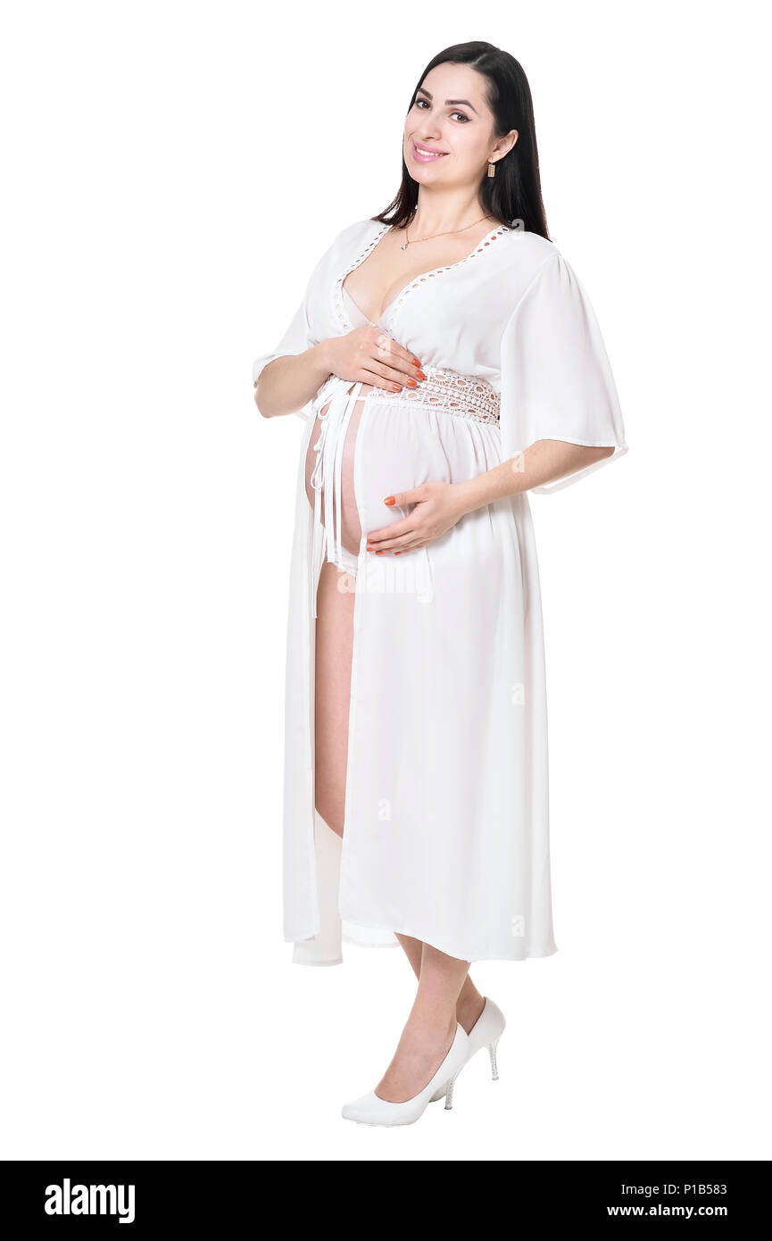 Measure her pregnant belly Cut Out Stock Images & Pictures - Alamy