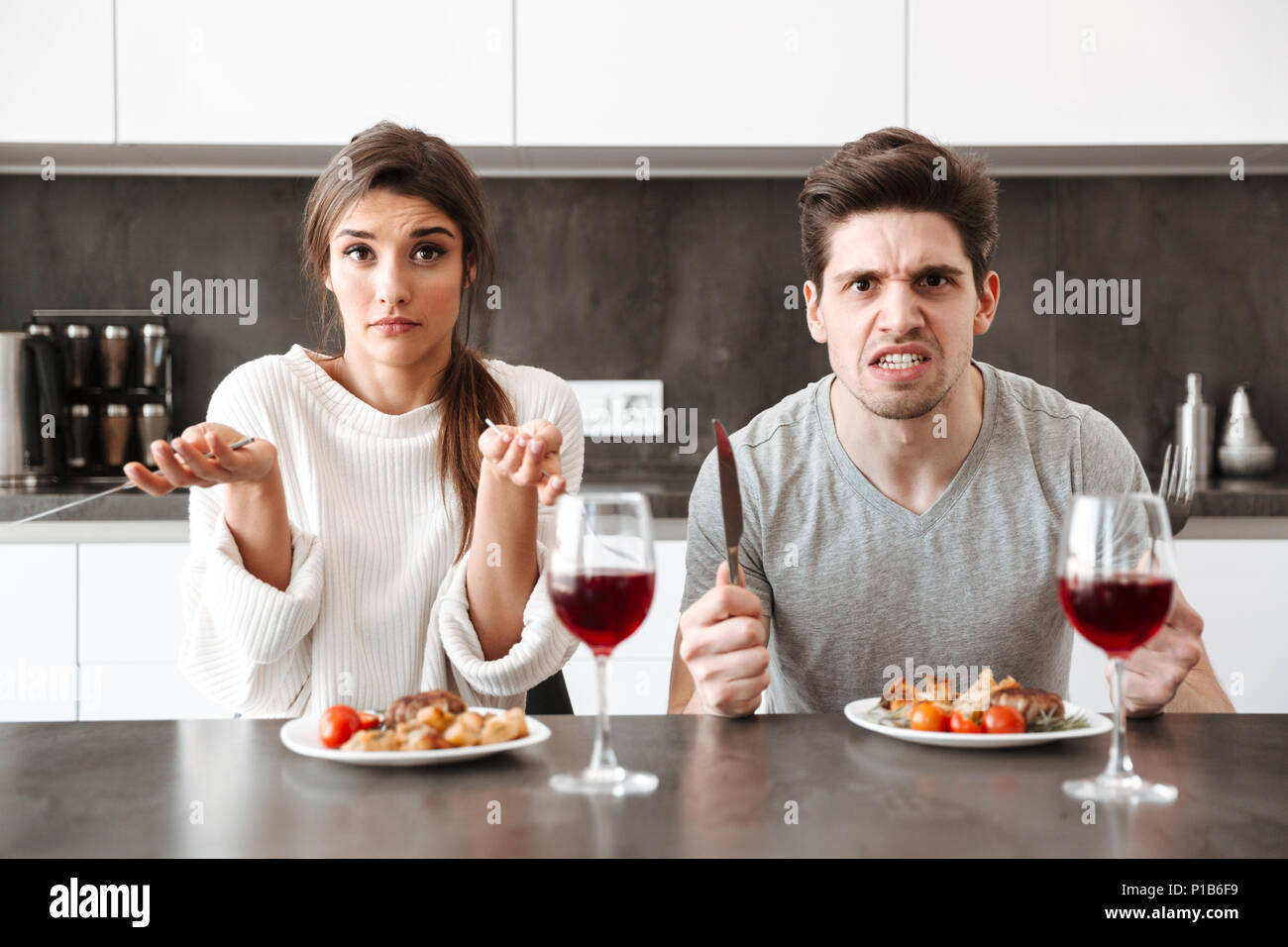 Couple food angry hi-res stock photography and images - Alamy