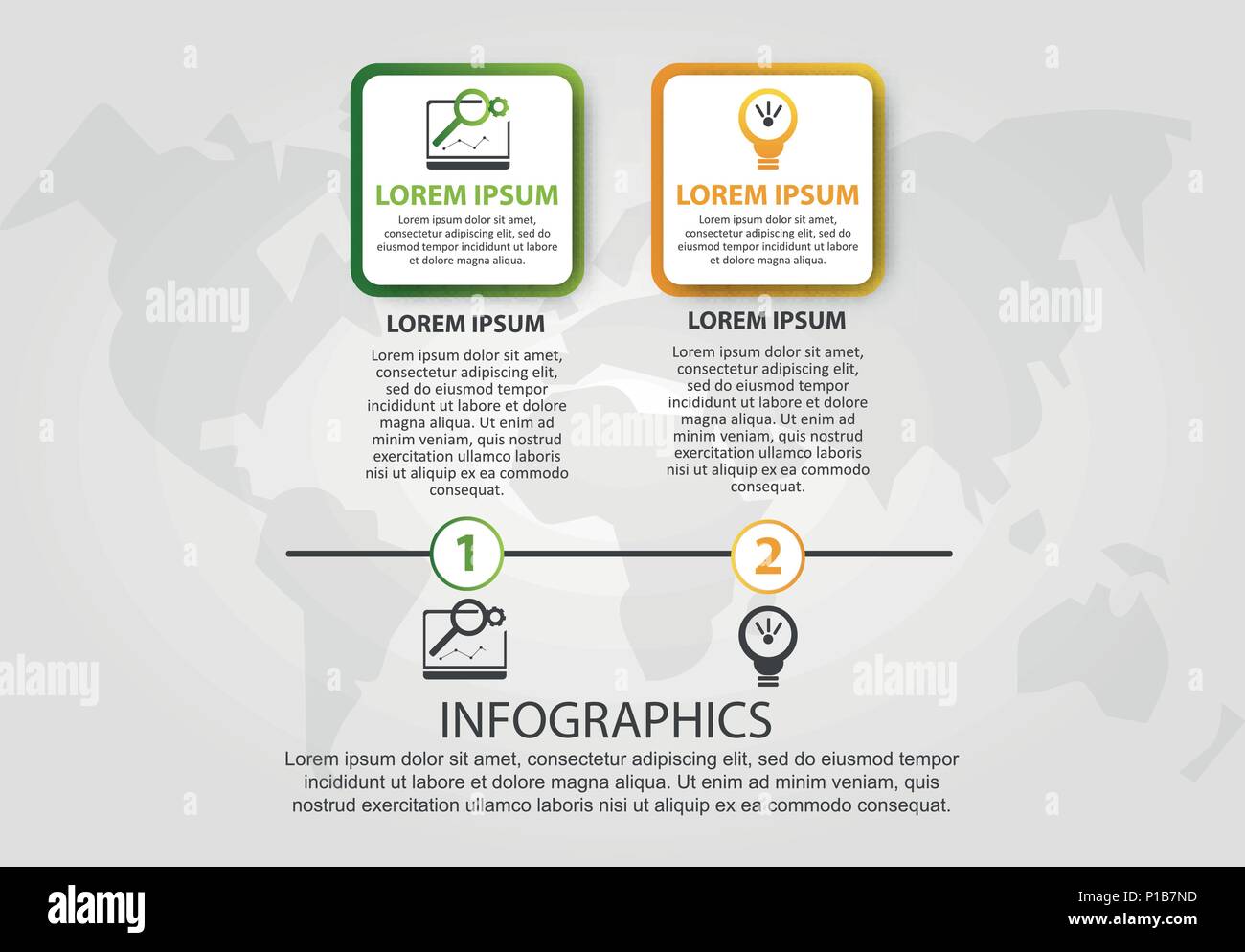 Vector modern 3D illustration. An infographic template with 2 steps and ...