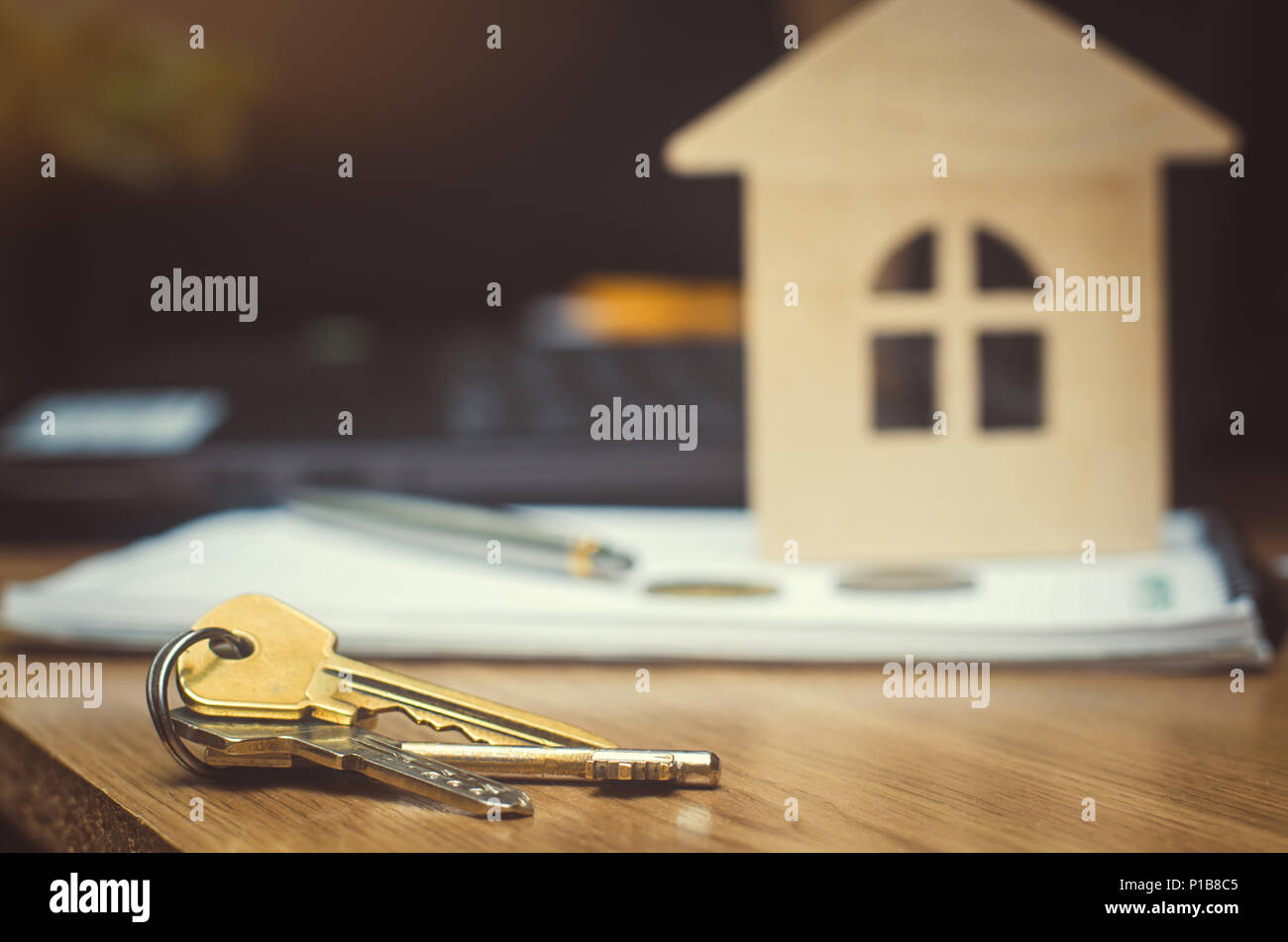 keys and model of the house. real estate buying an apartment Stock ...