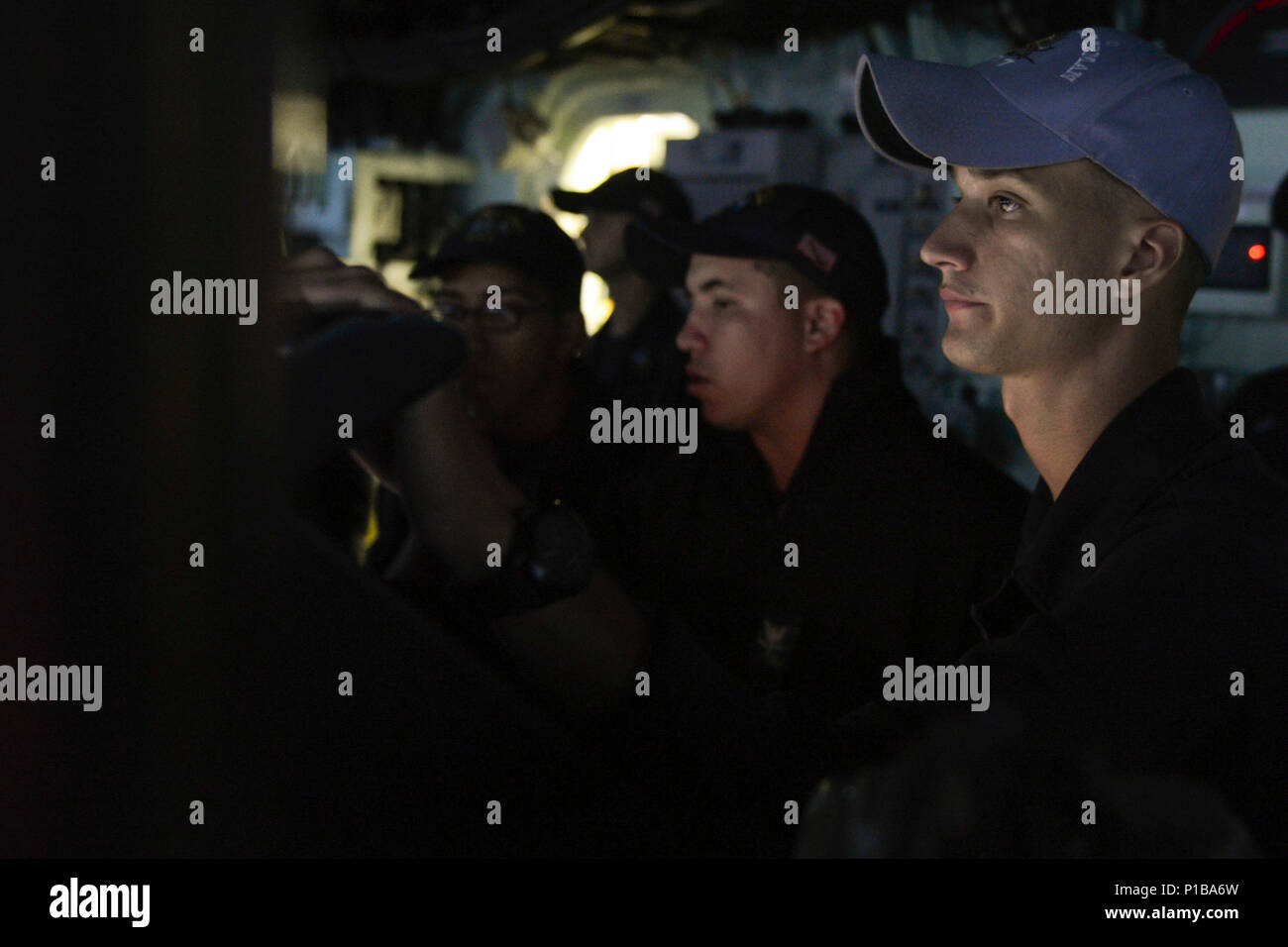 ATLANTIC OCEAN (Oct. 8, 2016) – Seaman Matthew Davis stands watch as ...
